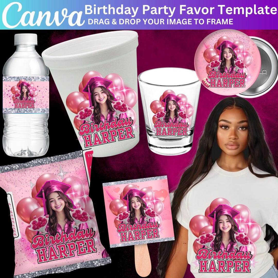 Birthday Party Pack Bundle, Canva Editable Birthday SZN Party Favor ...