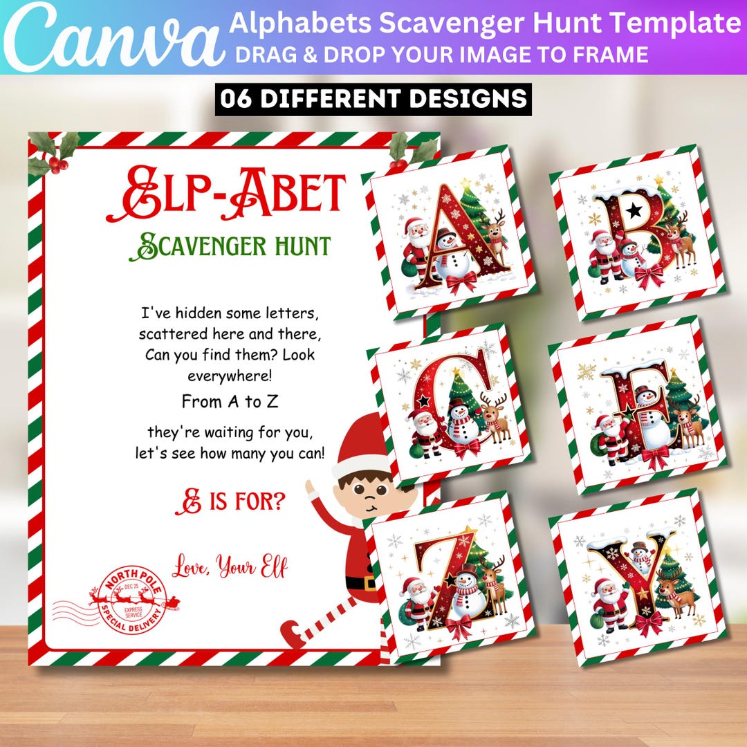 EDITABLE Elf-abet Scavenger Hunt, Printable Easy Elf Activity ...