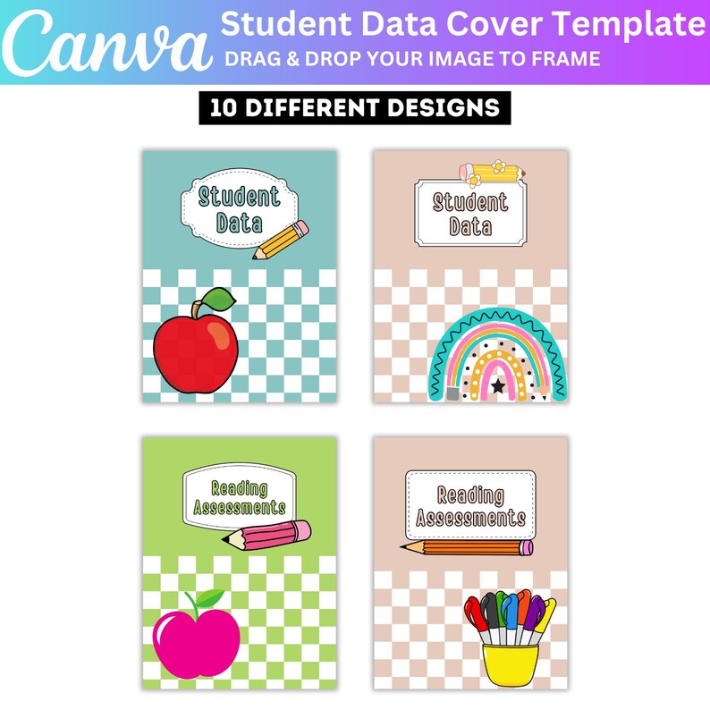 Editable Binder Covers Canva Template, Student Data Notebook Cover ...