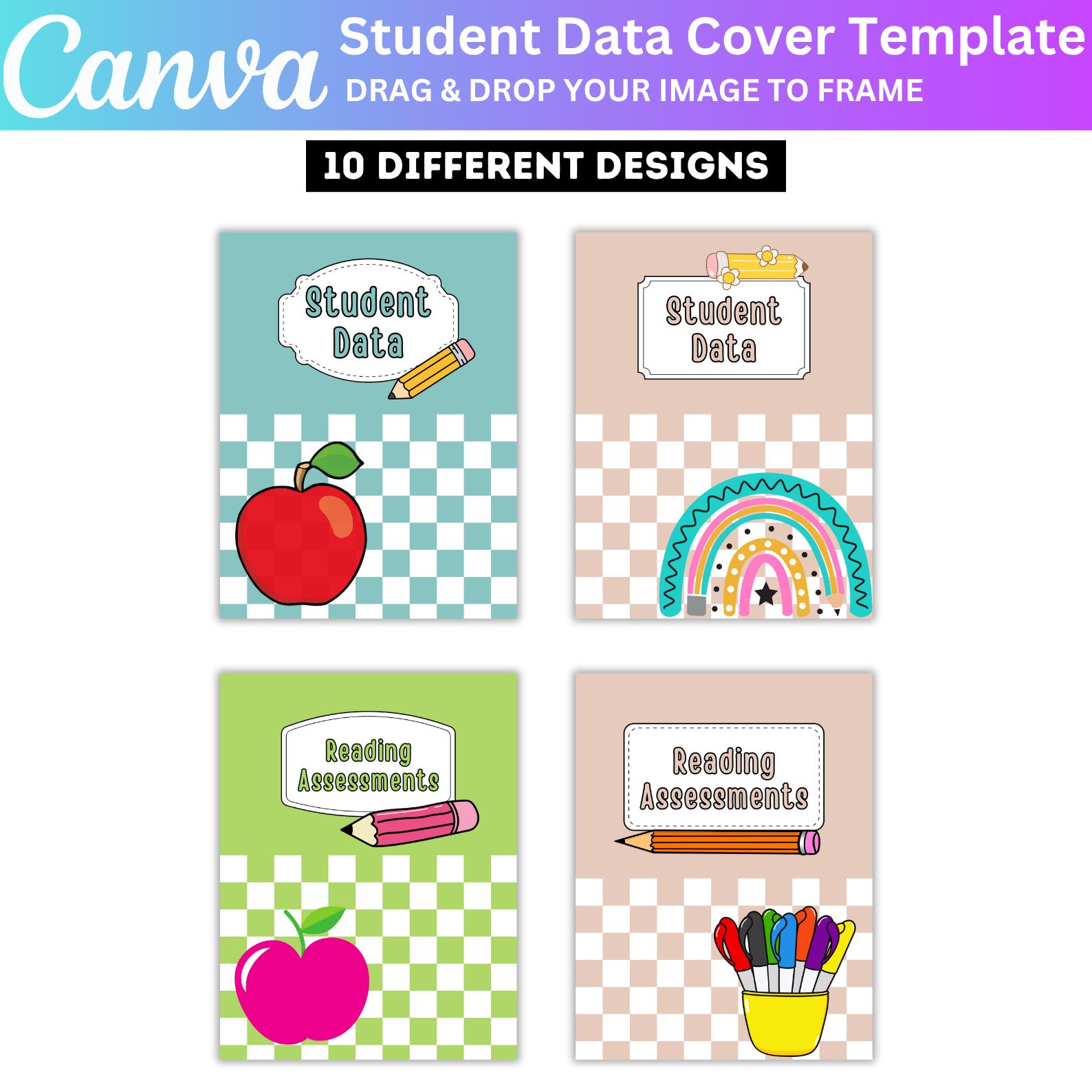 Editable Binder Covers Canva Template, Student Data Notebook Cover ...