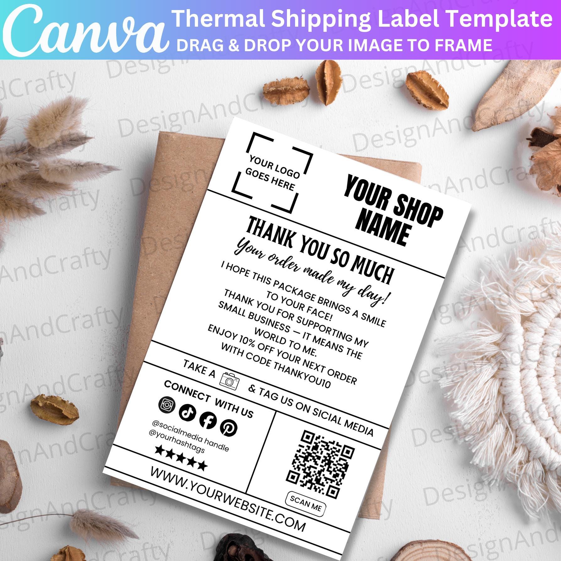Canva Editable Thermal Label Template, Thank You for Your Order Labels ...