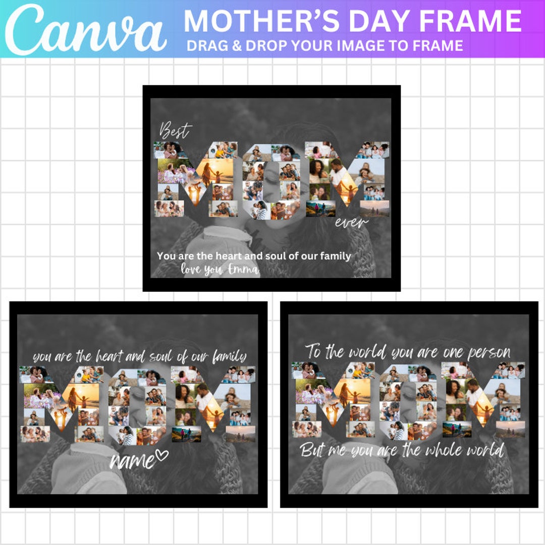 Mom Photo Collage, Mommy Canva Frame Template, Mother Day Gift, Mom ...