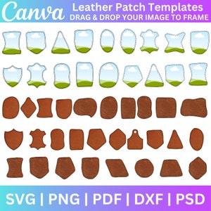90 Leather Patch Canva Editable Template Bundle, Custom Leather Patch ...