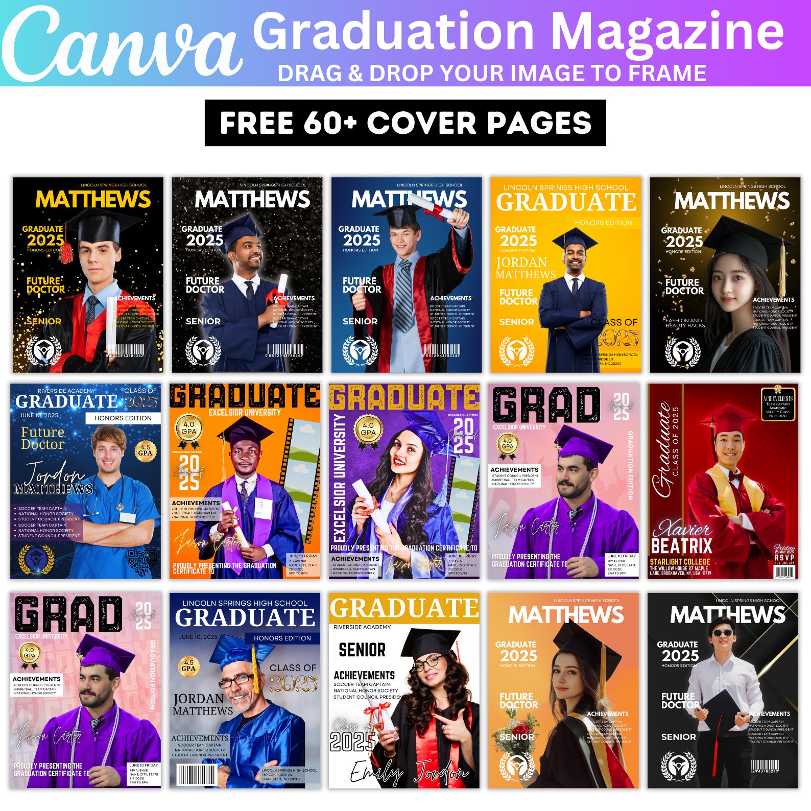 25 Graduation Magazine Canva Editable Mega Bundle, Senior 2025 ...