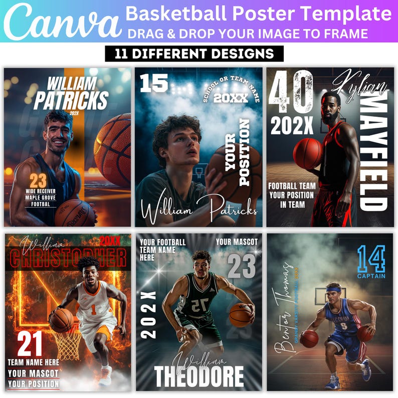 Basketball Poster Canva Editable Template, Sports Photography Templates ...