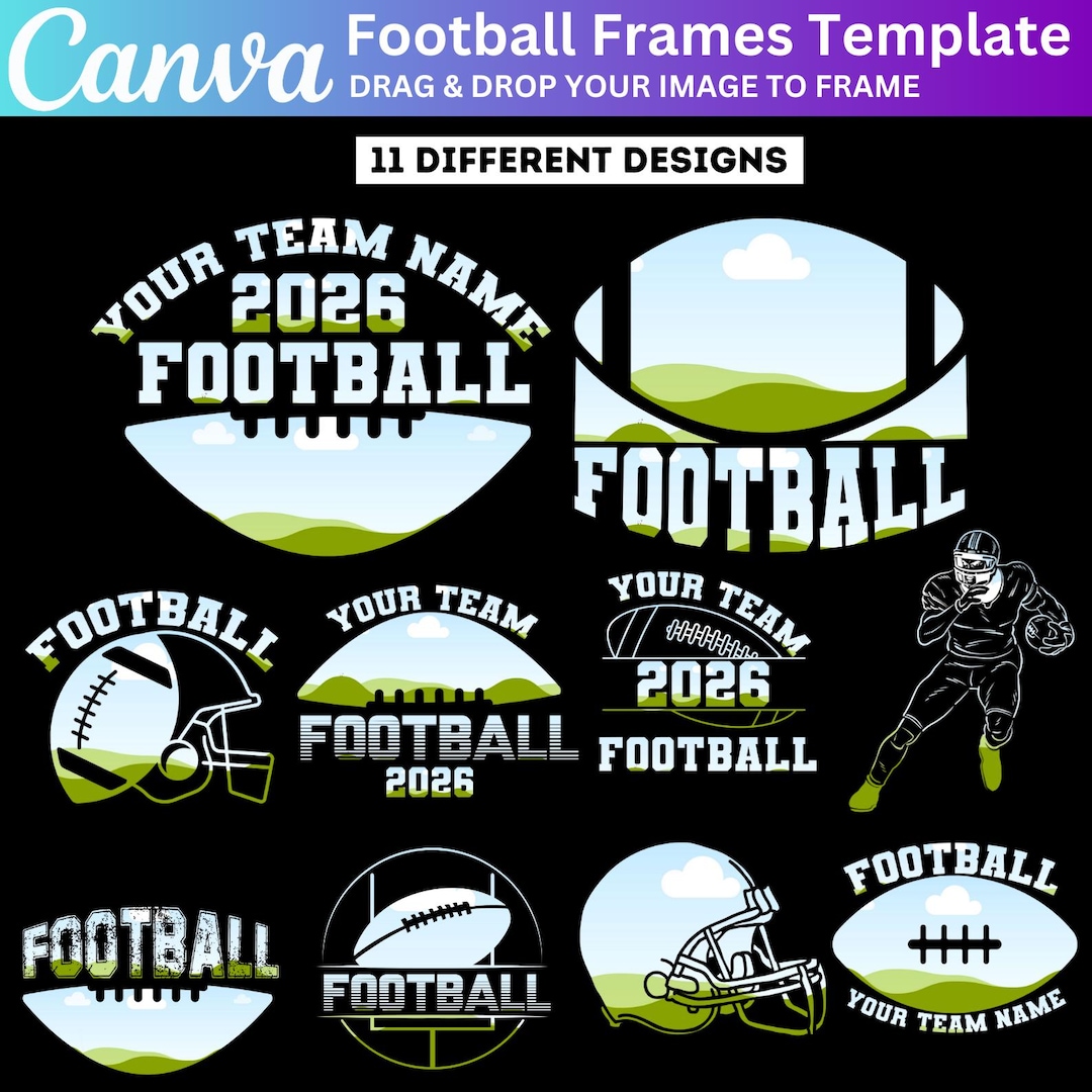 Football Frames Canva Template, Football Season Canva Editable Frames ...