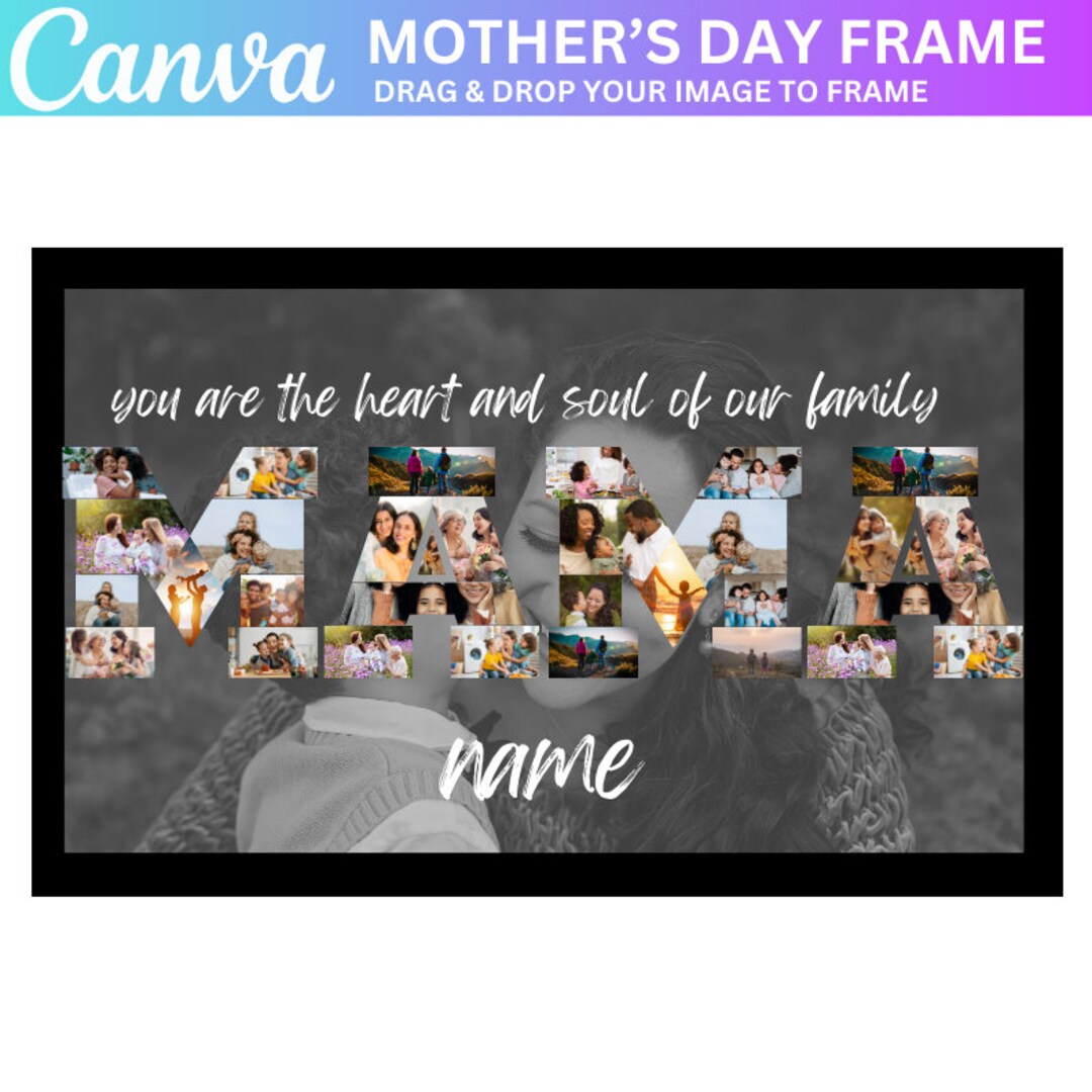Mama Photo Collage, Mommy Canva Frame Template, Mother Day Gift, Mom ...