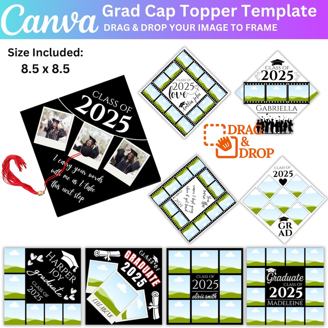 Custom Photo Graduation Topper Template, Graduation Cap Canva Designs ...