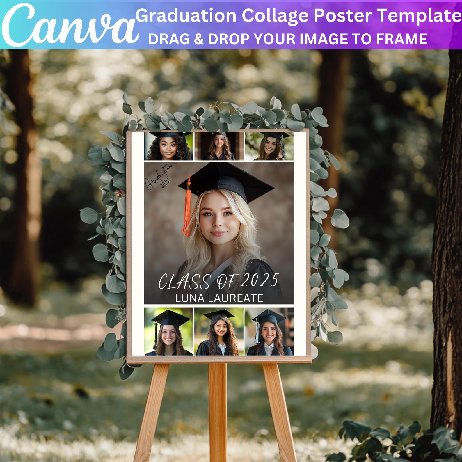 Graduation Photo Collage Canva Editable Template Set, Graduation ...