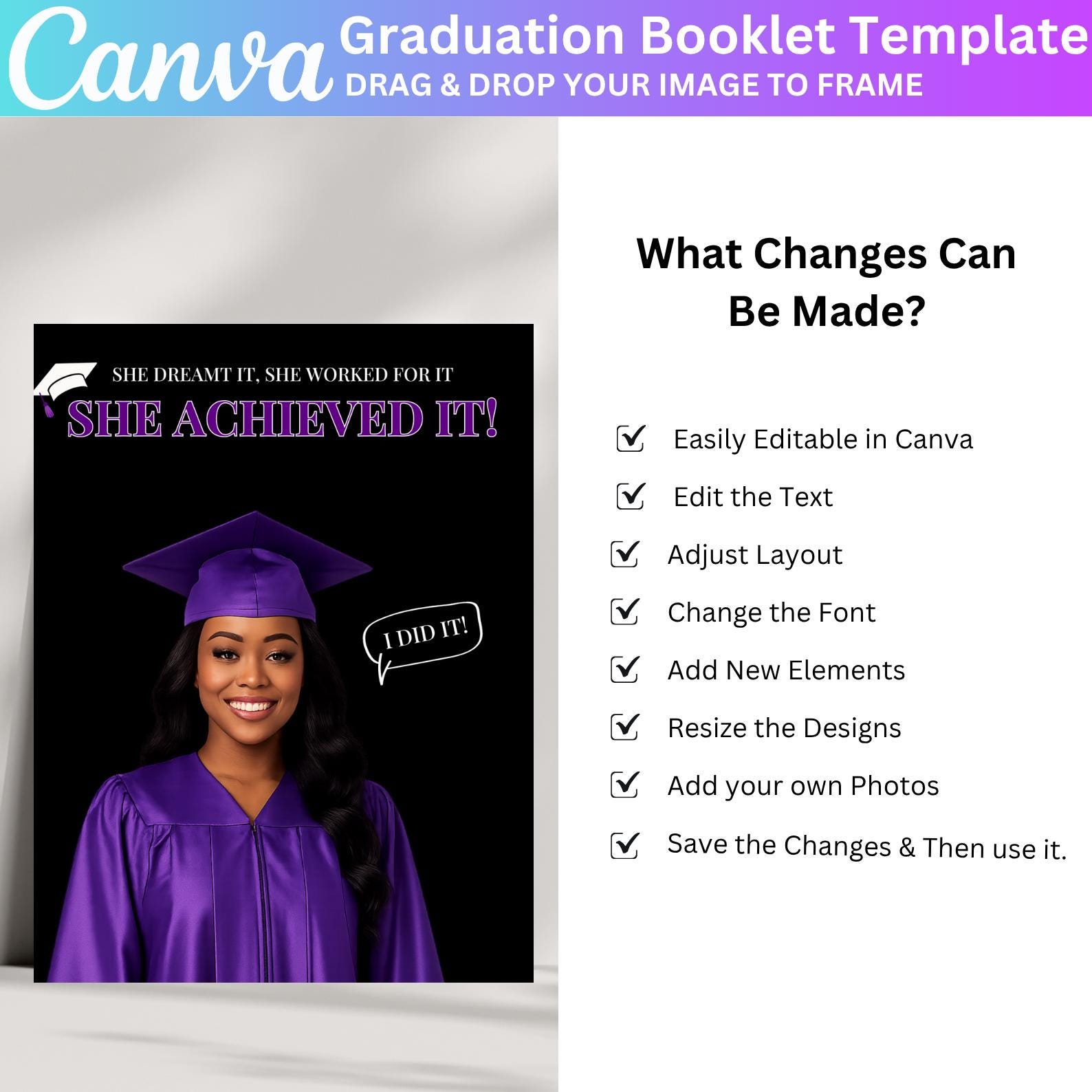 Graduation Activity Booklet Editable Canva Template, 2025 Senior GRAD ...