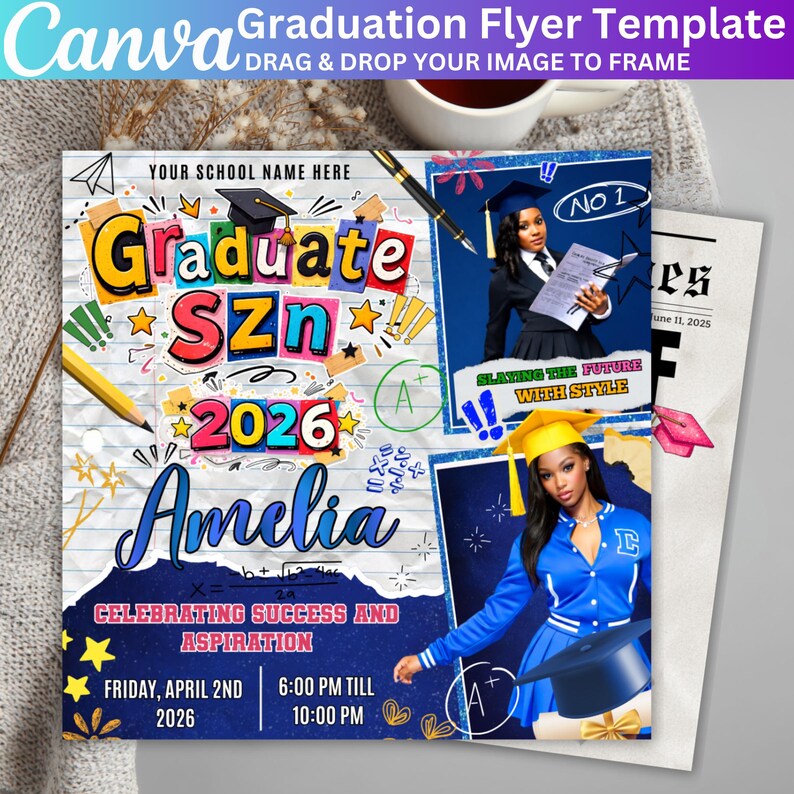 Graduation Canva Editable Flyer Template, Grad Party Flyer, Grad Class ...