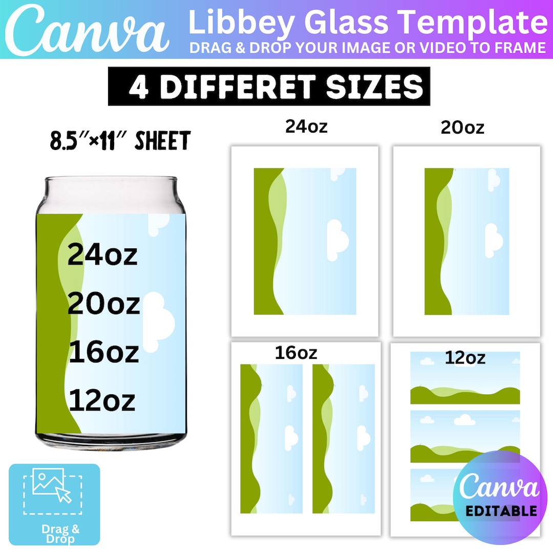 12oz 16oz 20oz 24oz Libbey Glass Canva Template, Full Wrap Libbey ...