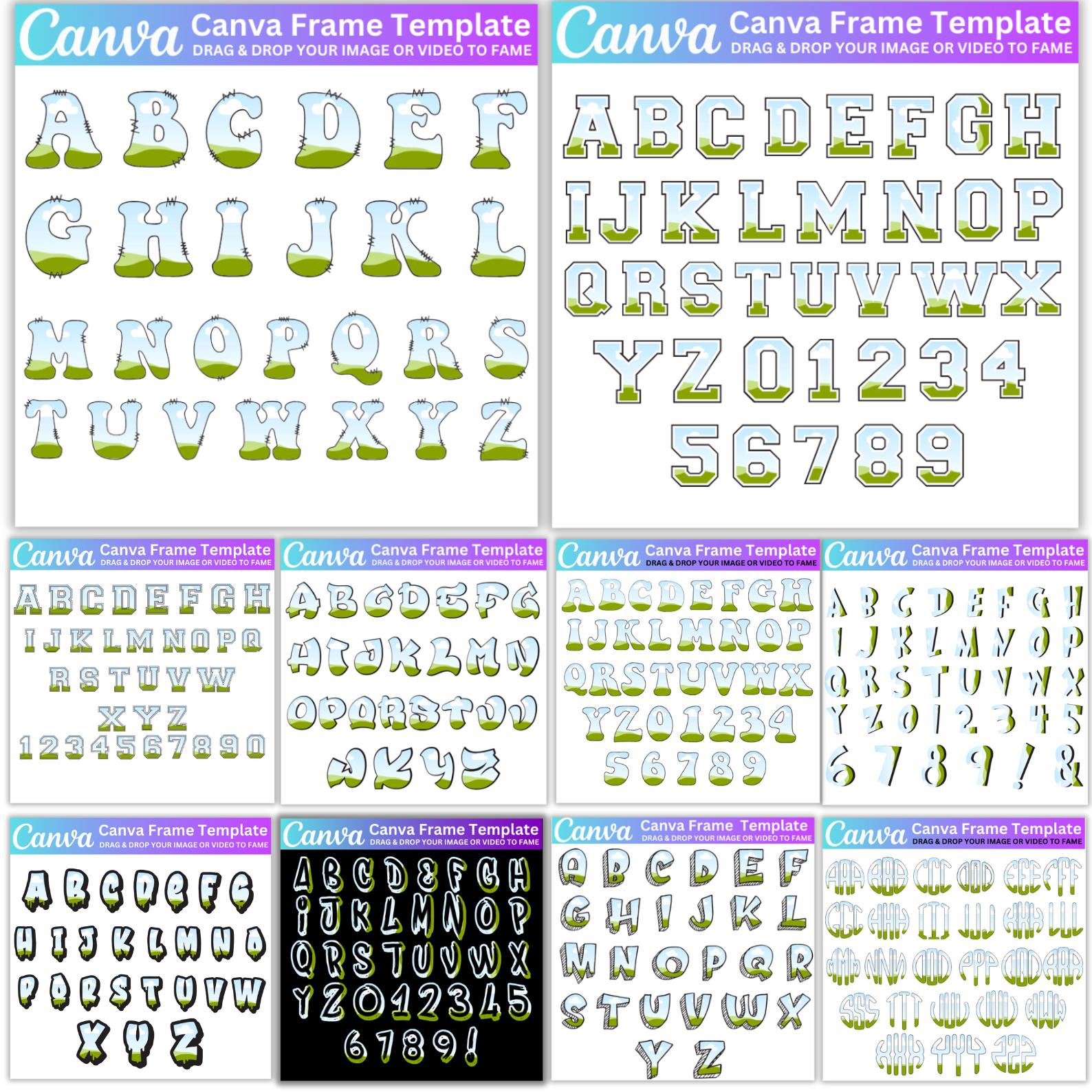 Editable Canva Uppercase Letters & Number Bundle, Canva Drag and Drop ...