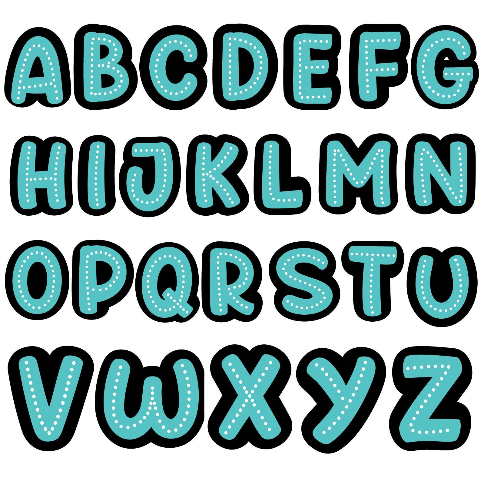 Alpha Doodle Dots Letters Svg Png Bundle, Custom Dot Dalmatian Alphabet ...