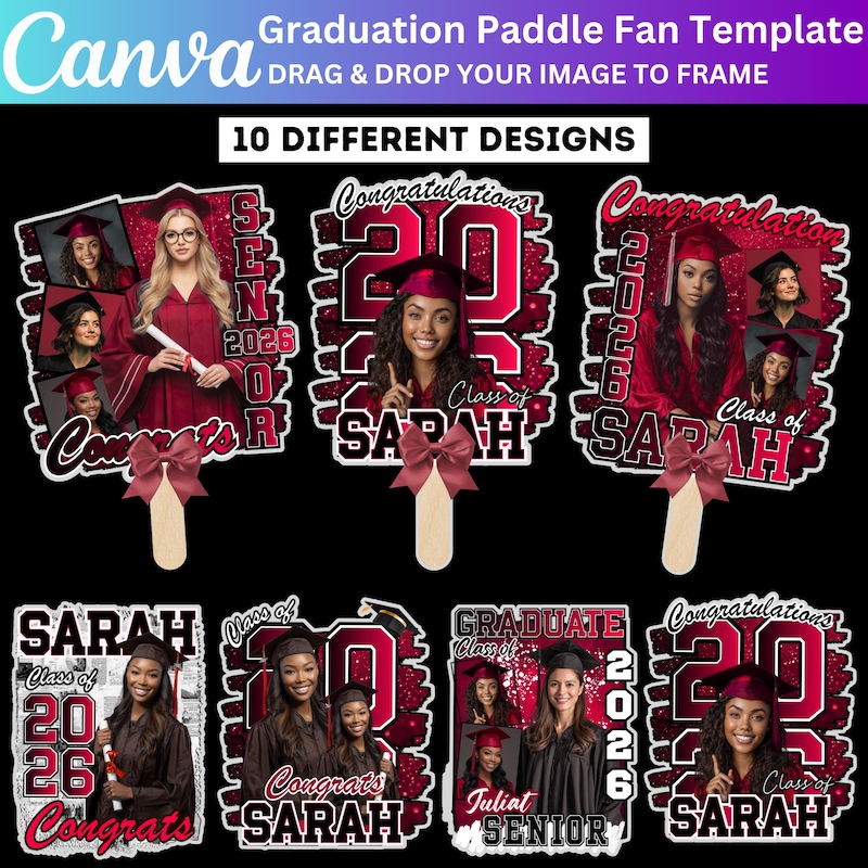 Graduation Fans Maroon - Etsy UK
