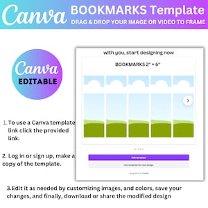Canva Bookmark Template, Design Your Own Bookmarks, Bookmark Canva ...