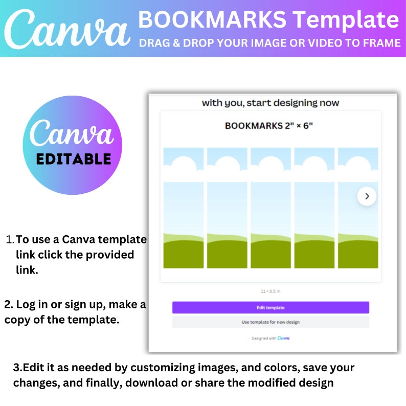 Canva Bookmark Template, Design Your Own Bookmarks, Bookmark Canva ...