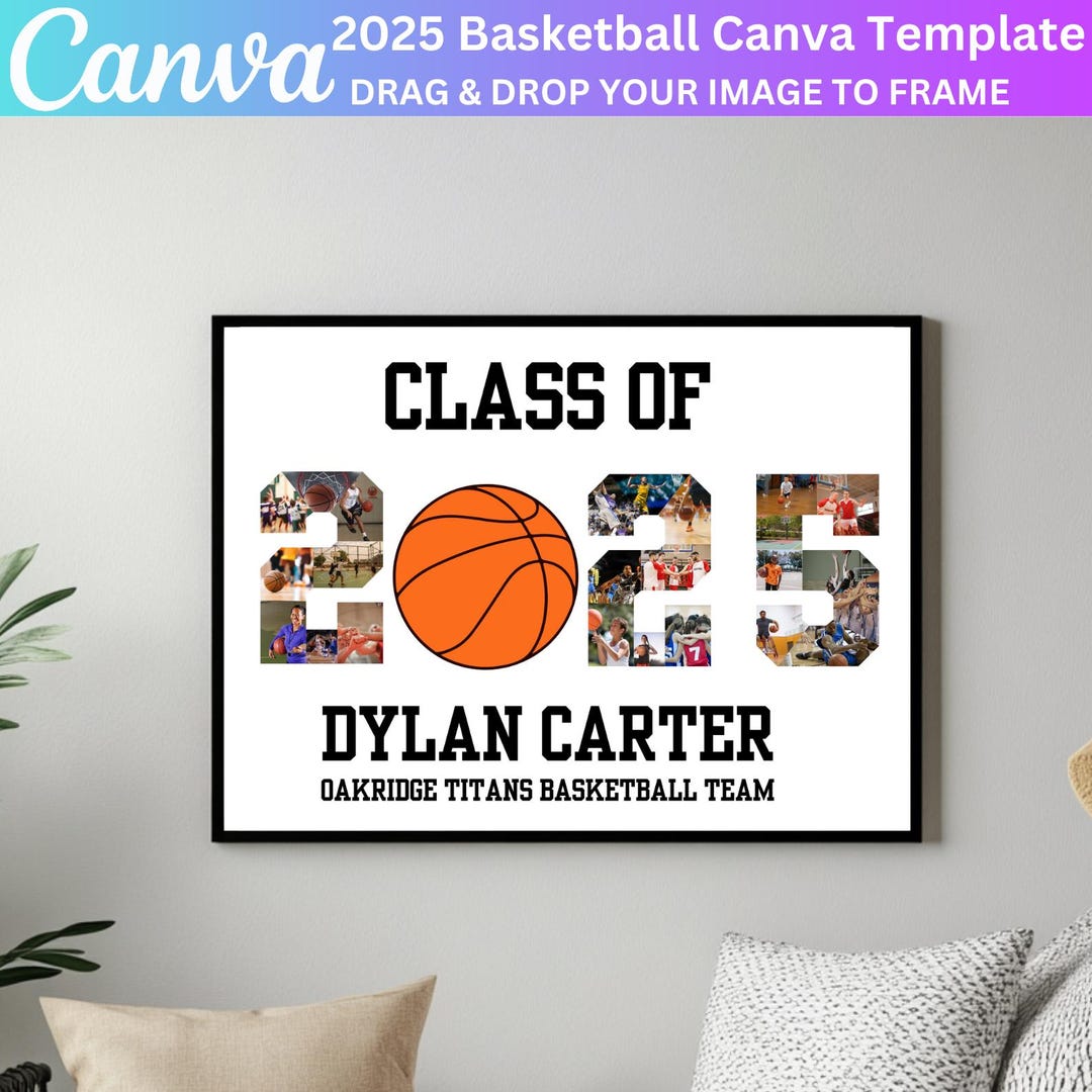 Basketball 2025 Canva Editable Photo Collage, Basketball Canva Frame ...