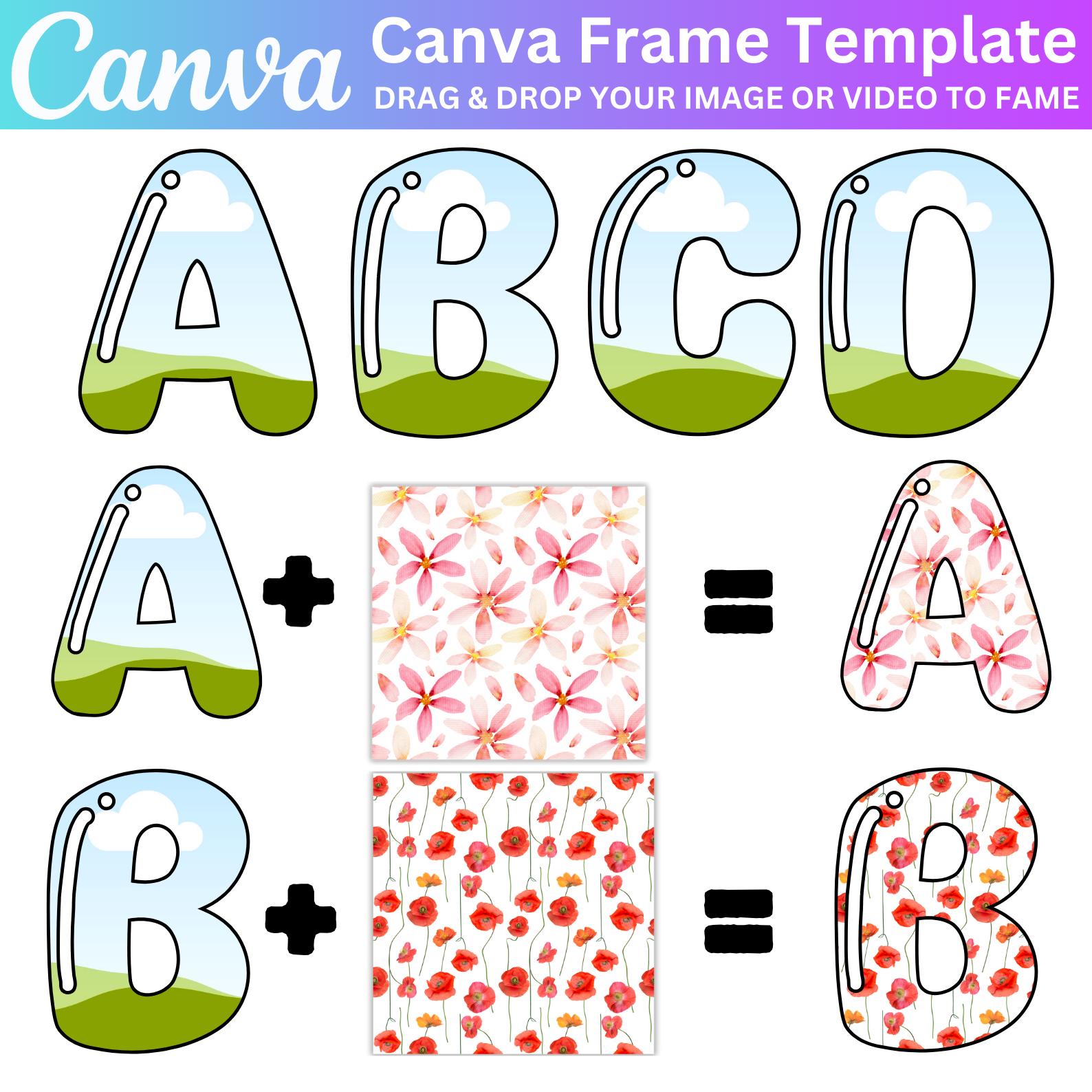 Editable Canva Frame Template, Canva Doodle Alphabet Frame, Canva Drag ...