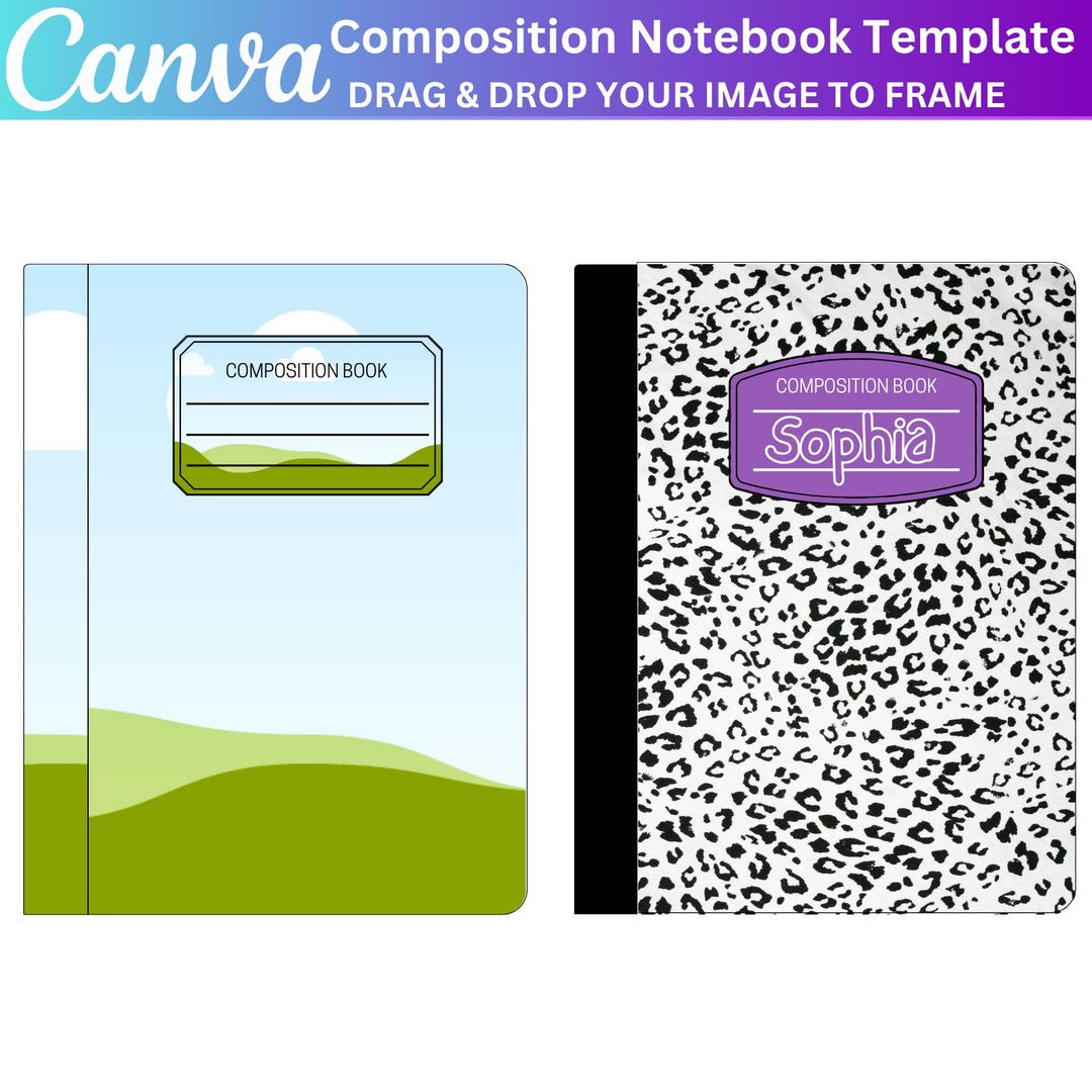 Composition Notebook Cover Canva Editable Template, Composition ...