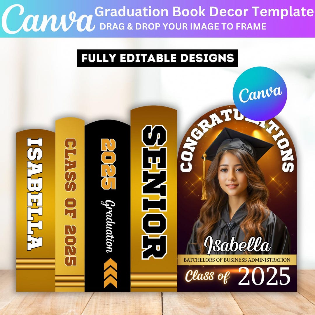 Graduation Book Decor Canva Editable Template, Graduation Panel Board ...