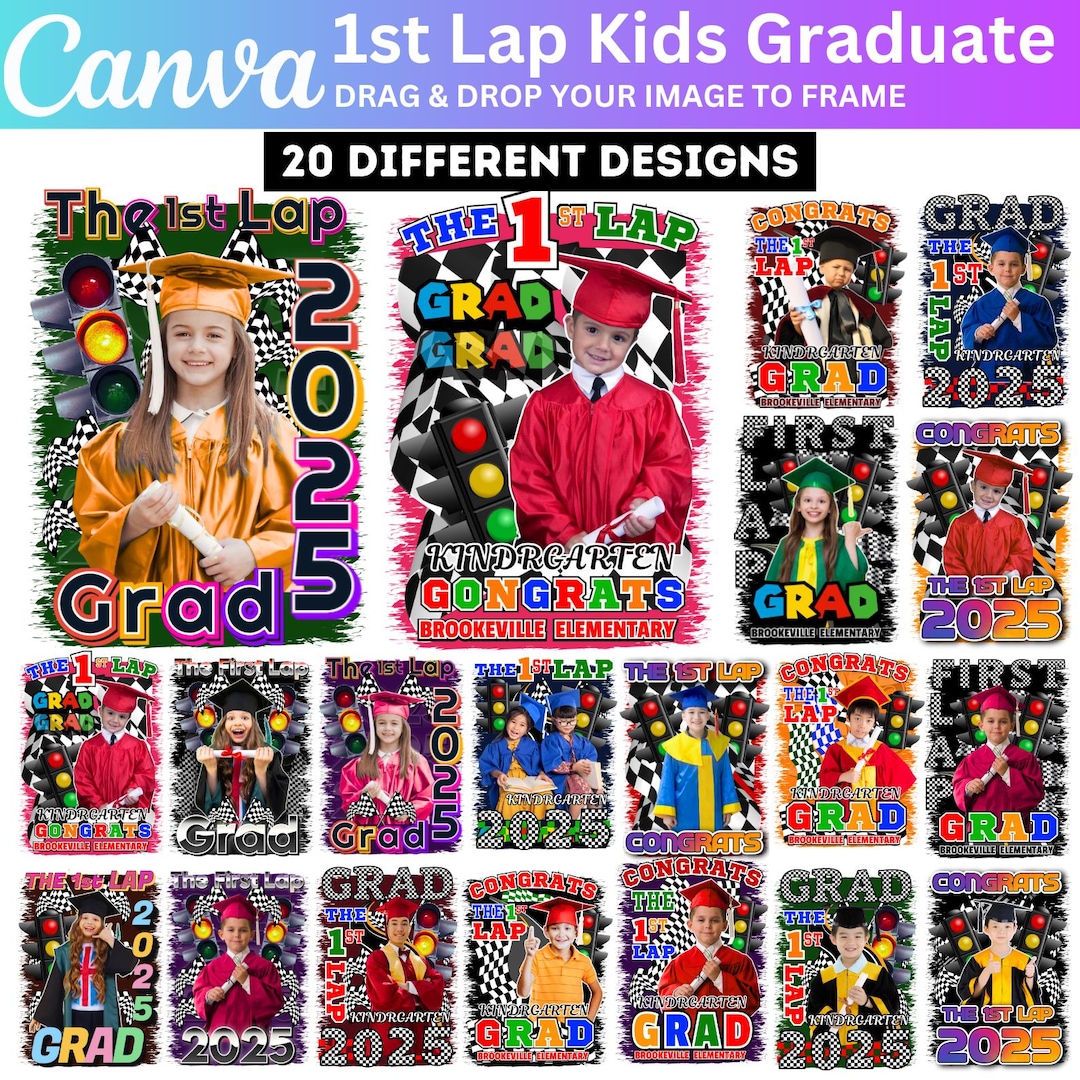 The 1st Lap Graduate Canva Editable Designs, 1st Lap Kids Graduate ...