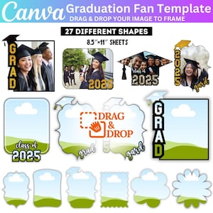 25 Graduation Fan 2025 Template Bundle, Custom Grad Fan, Graduation Fan ...