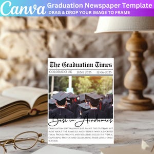 Graduation Newspaper Design Canva Editable Template Bundle, Senior ...