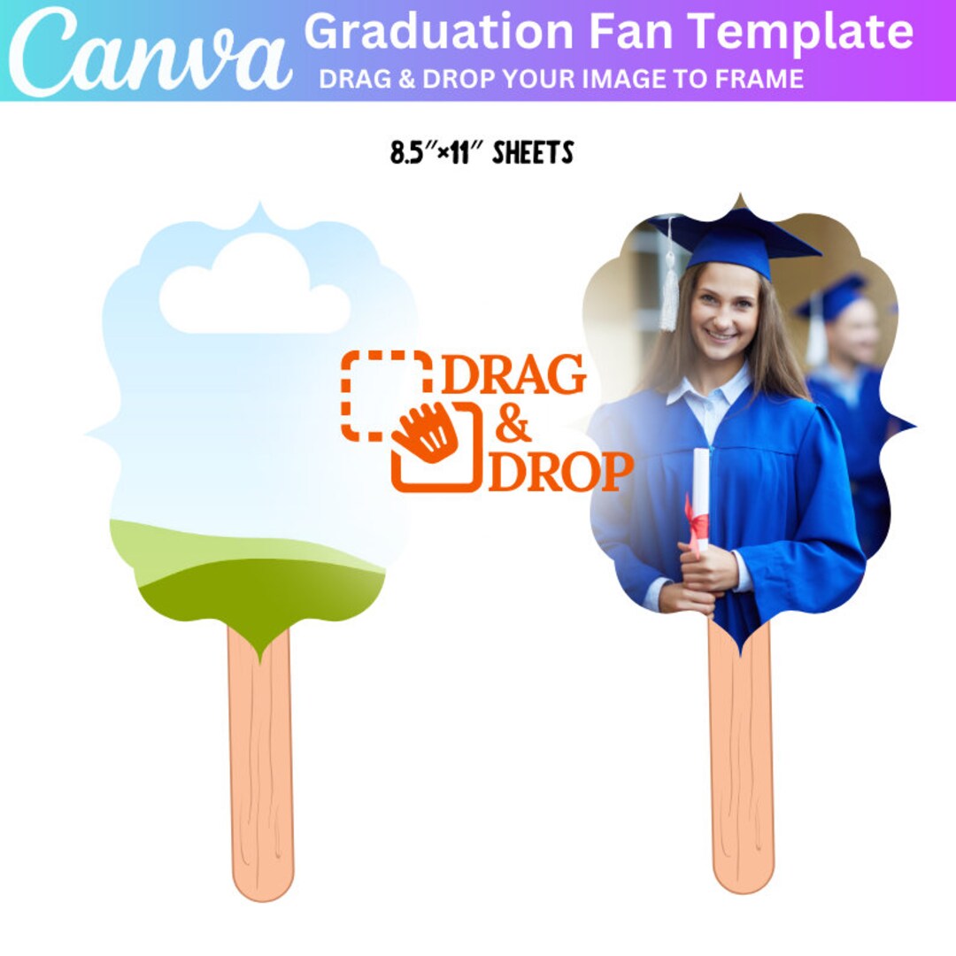 Graduate 2024, Canva Editable Template, Grad Paddle Fan Template ...