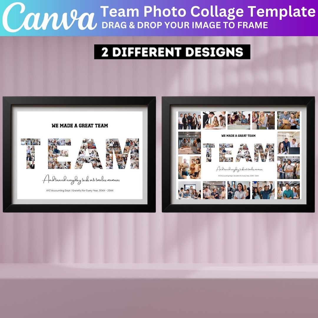 Team Photo Collage Canva Frame, Editable Farewell Canva Template, Boss ...