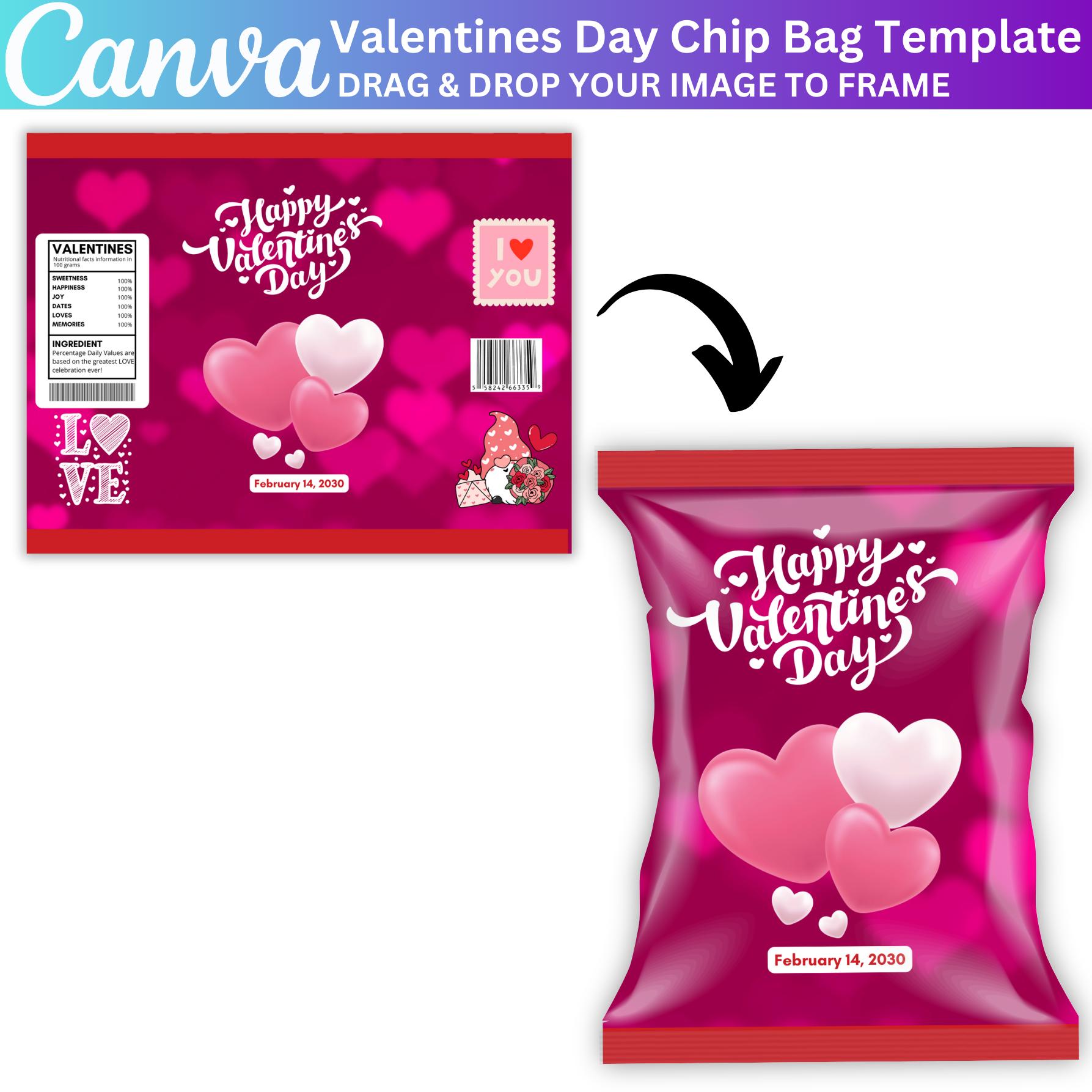 16 Valentine's Day Chip Bag Template, Chip Bag Label Template, Romantic ...