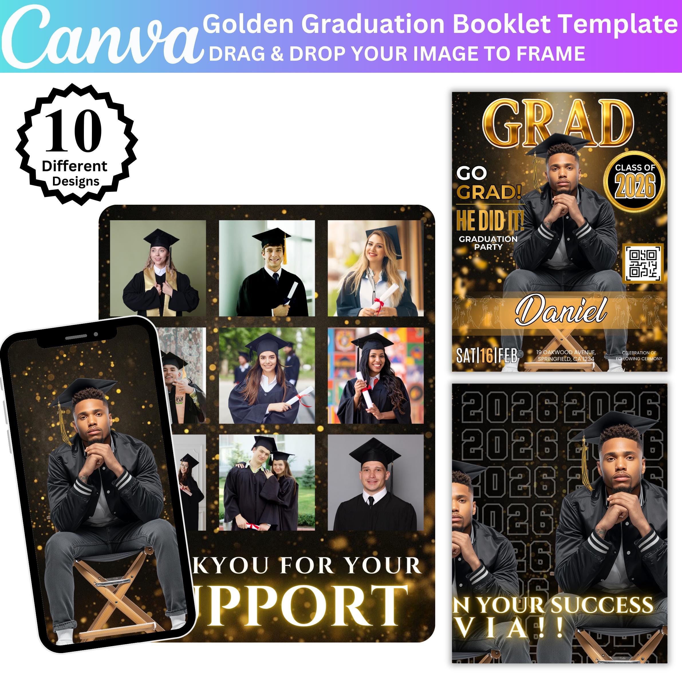 Graduation Booklet Template, Canva Editable High School Graduation ...