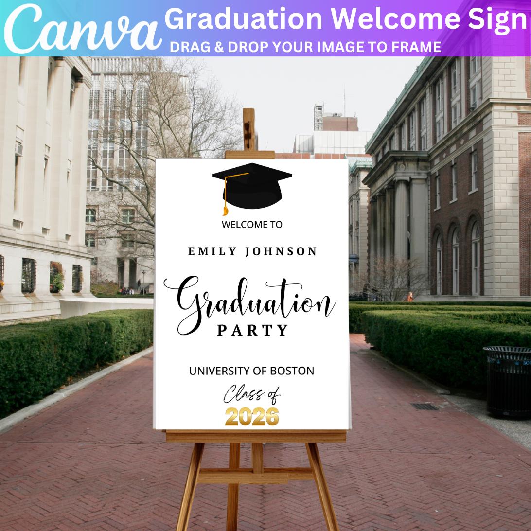 Graduation Welcome Sign Canva Editable Template, 2026 Grad Party ...
