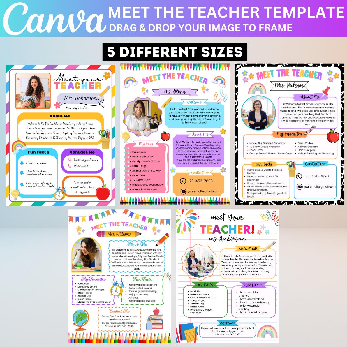 Meet the Teacher Canva Editable Template, Bright Pastel Classroom ...