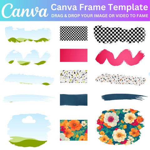 Fill Your Own Paint Splash Canva Frames, Brush Stroke Frame Bundle ...