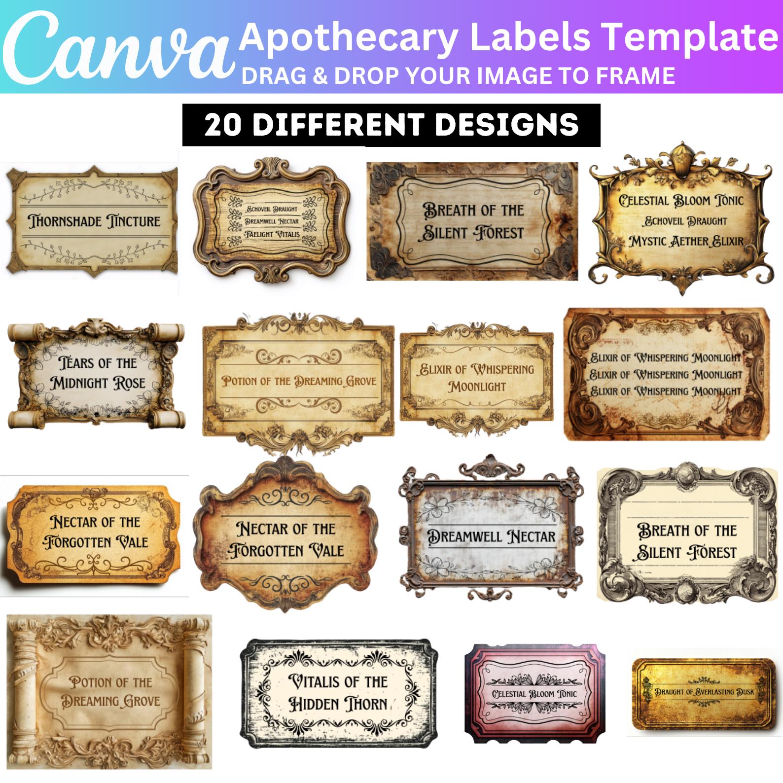 Editable Vintage Apothecary Labels, Canva Editable Apothecary Labels ...