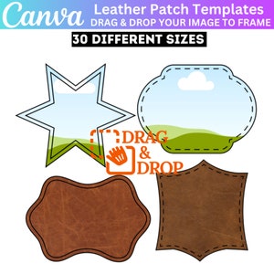 90 Leather Patch Canva Editable Template Bundle, Custom Leather Patch ...