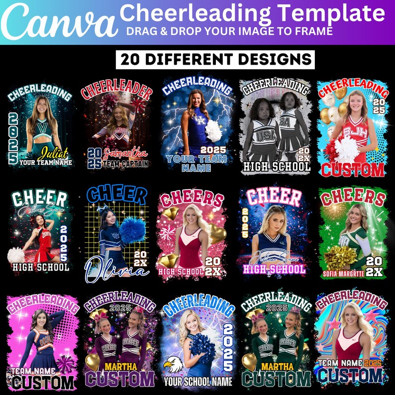 Cheerleading Canva Editable Template, Cheerleader Bootleg Designs ...