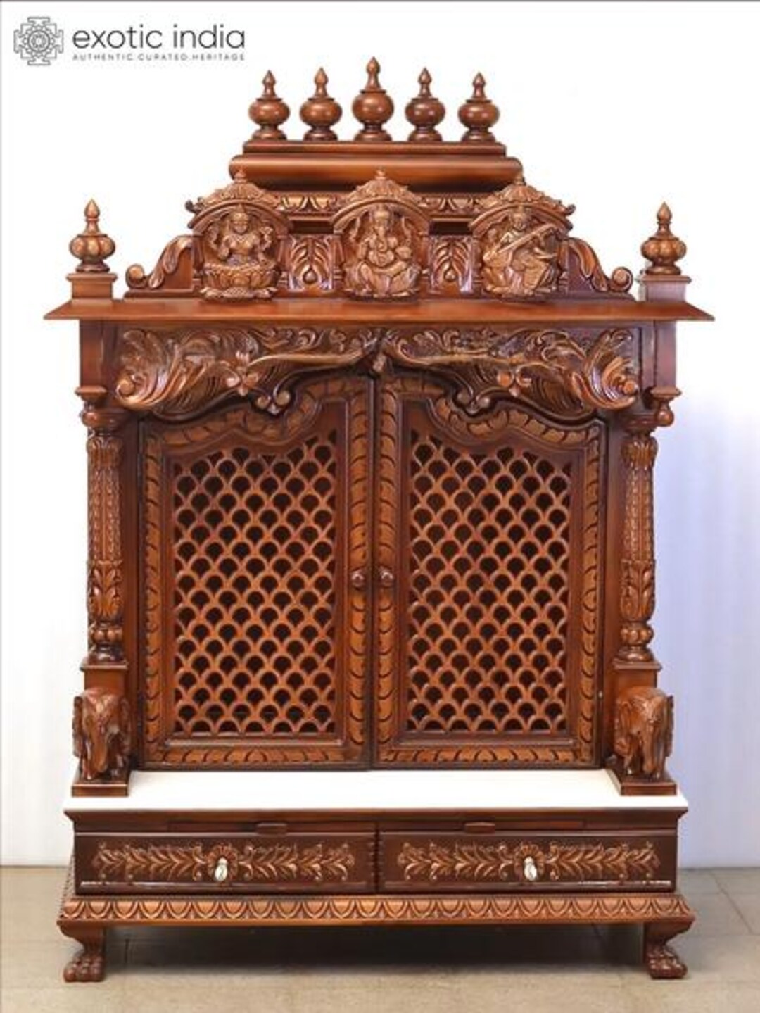 Lakshmi Ganesha Saraswati Temple Home Temple,carved Temple Pooja Ghar ...