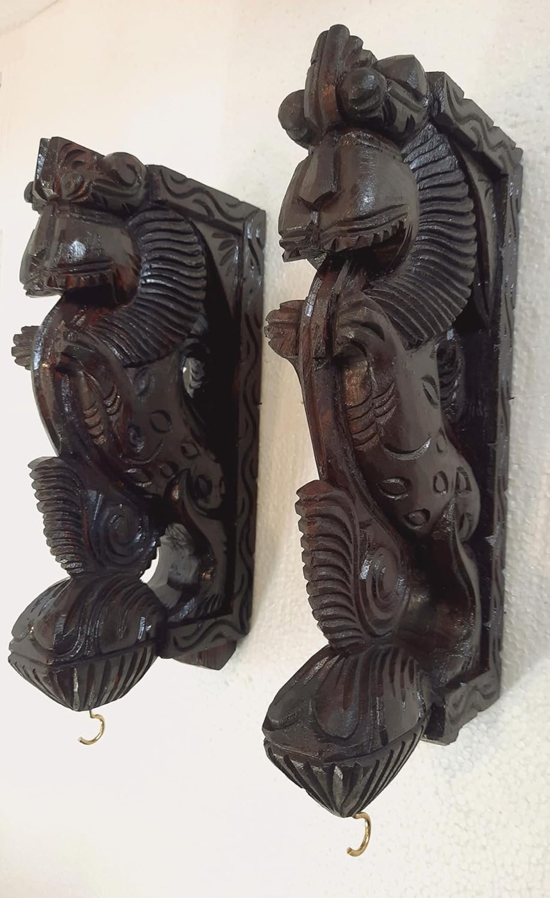 Wooden Yali Wall Corbel Bracket Set Guardian Door Brass Bell, Yazhi ...