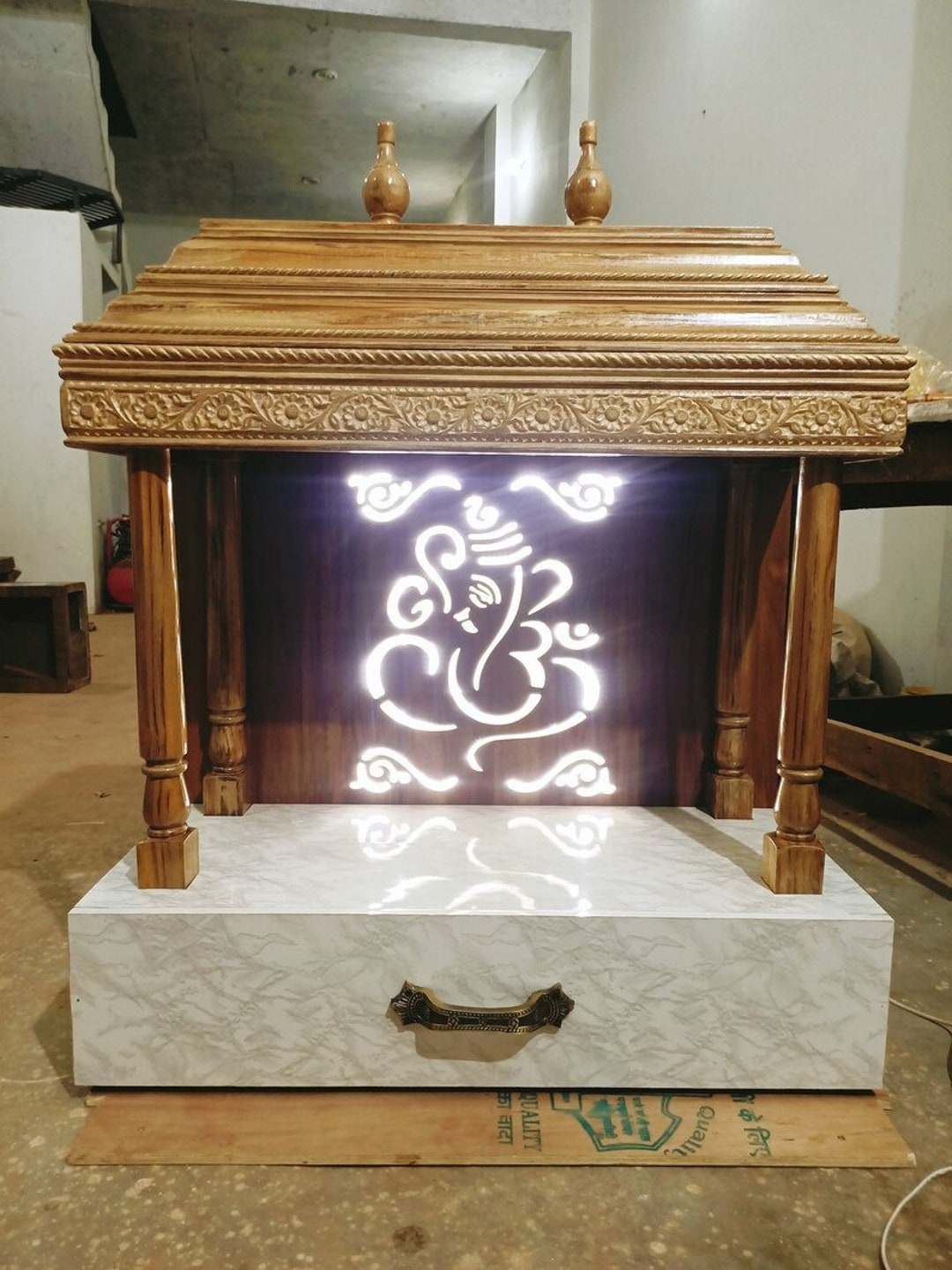 Lord Ganesha Home Temple/light Fixture Temple Mandir/hindu Mandir/wood ...