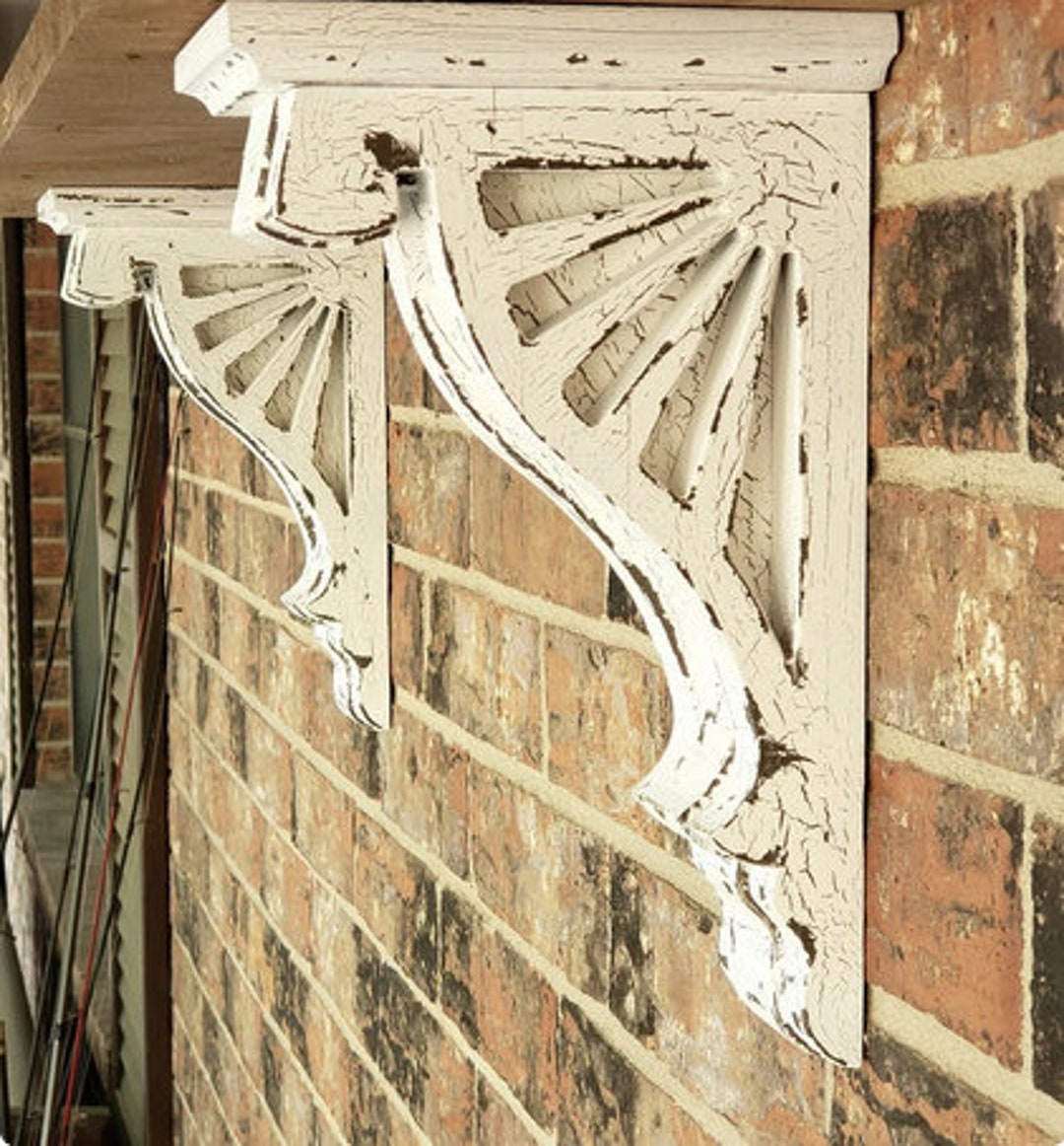 2 Pcs Wall Corbel White Distressed Corbels, Tiered Tray Decor, Vintage ...