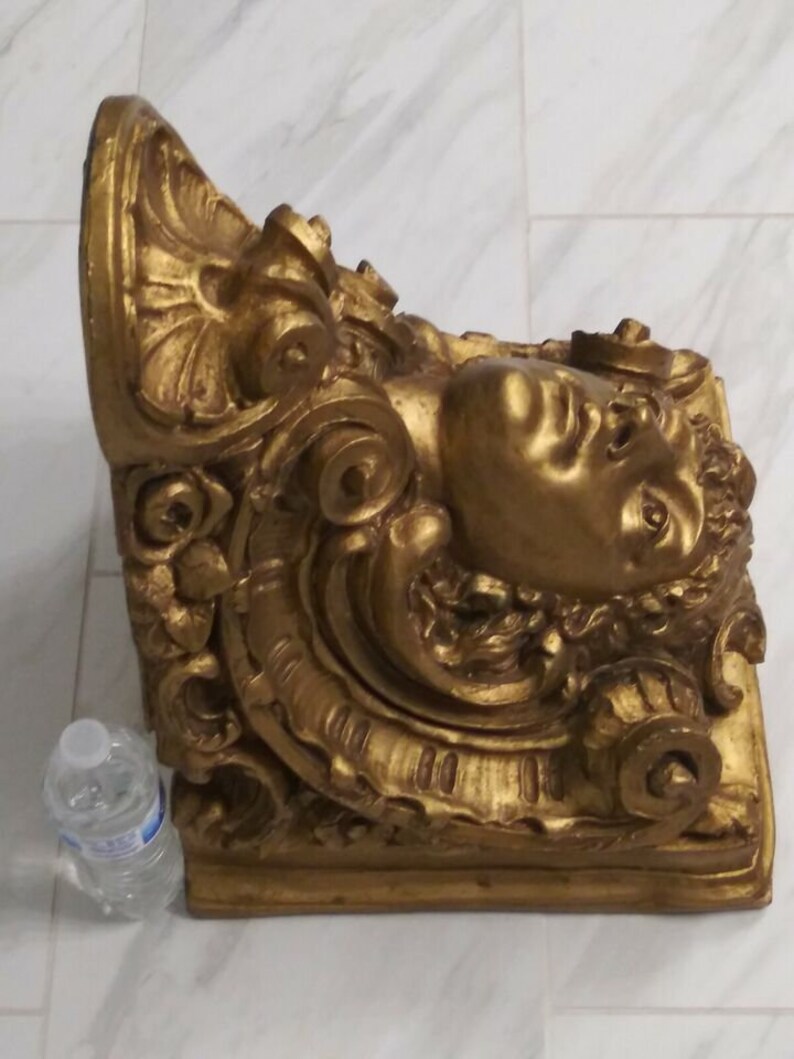 Big Architectural Woman Lady Statue Face Corbel Gold Wall Ceiling Shelf ...