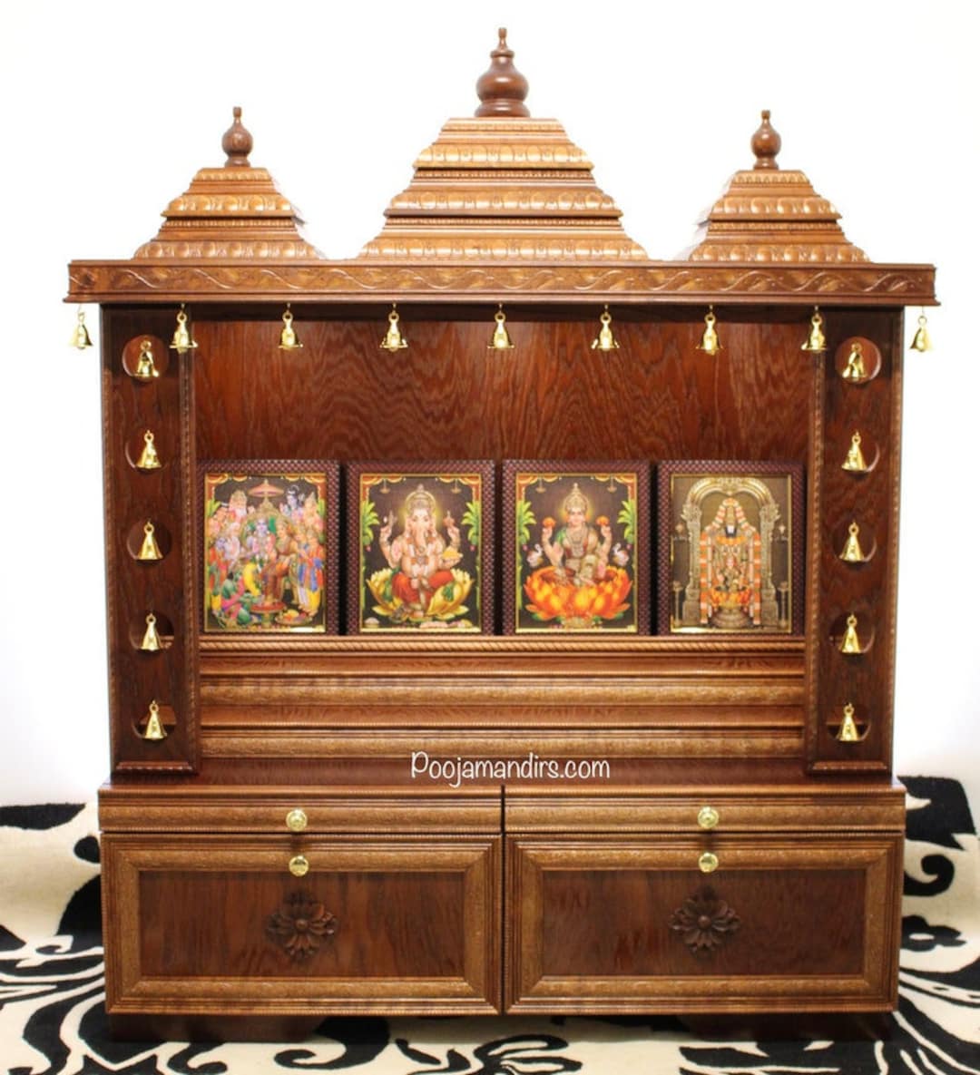 70wooden Pooja Mandir Hindu Pooja Mandapam Wooden Home Temple Carving ...