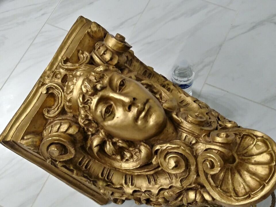 Big Architectural Woman Lady Statue Face Corbel Gold Wall Ceiling Shelf ...