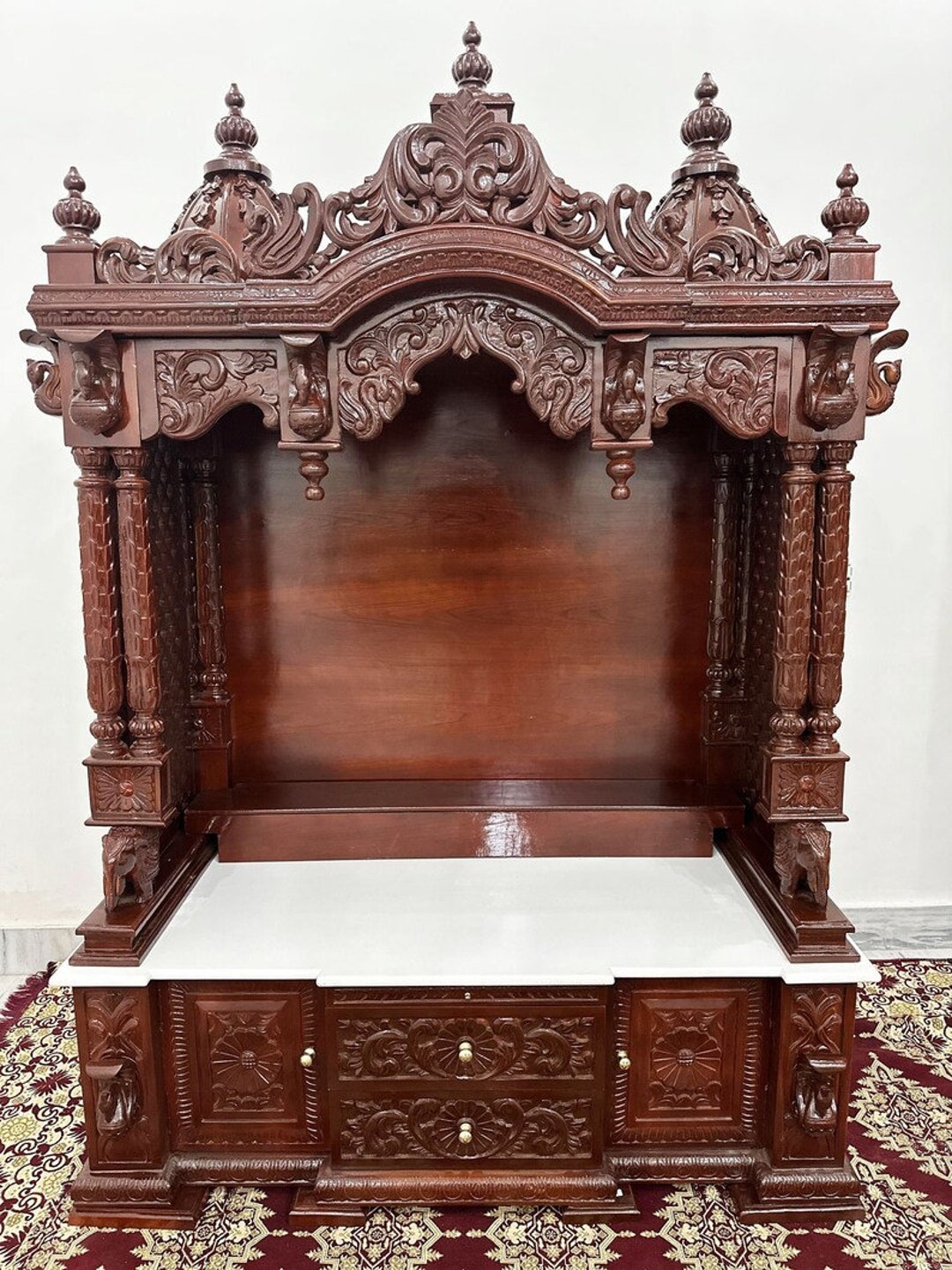 Home Temple Carving Handmade Wooden Mandir Natural Wood Mandir Home ...