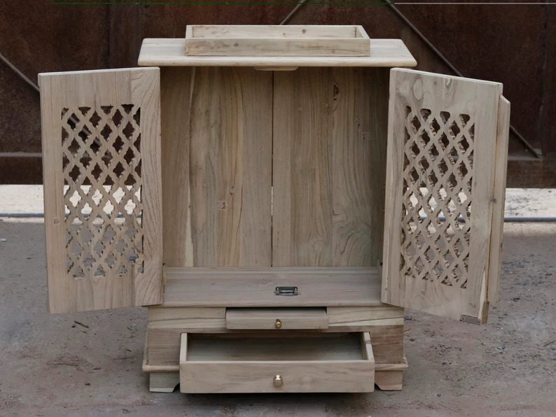 Hindu Temple Inspired Handcrafted Wooden Pooja Mandir: Elegant - Etsy