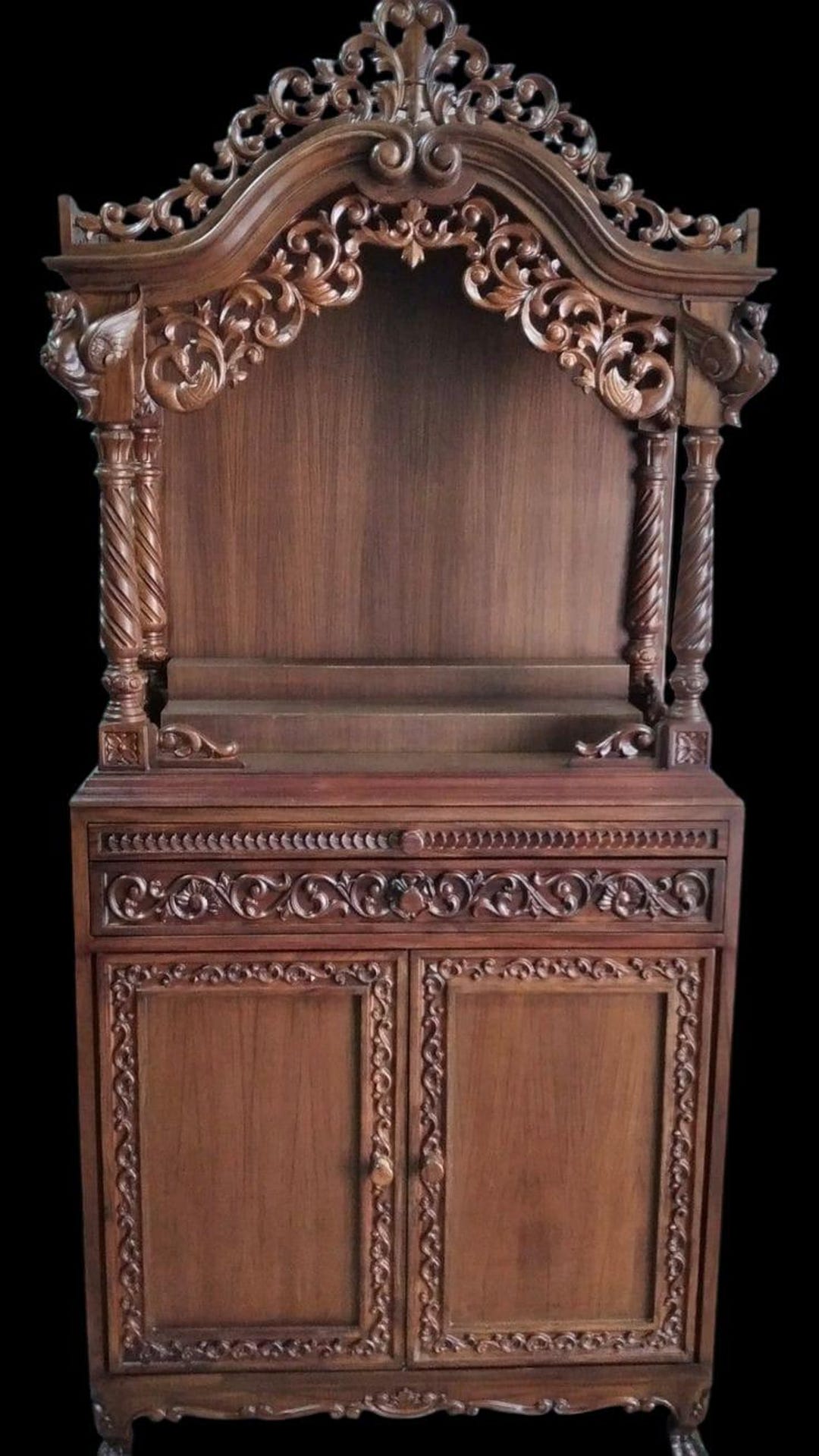 Indian Temple Big Wood Pooja Mandir With Doors/temple With Drawers ...