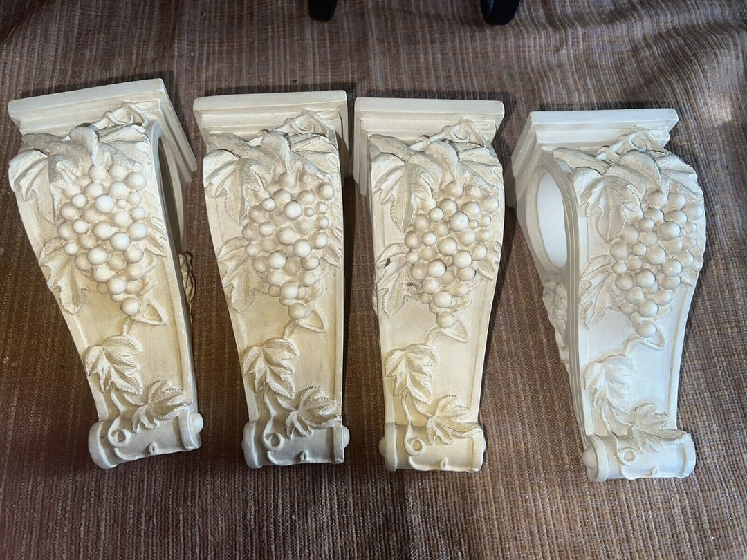 4 Pcs Wall Corbels-drapery Carved Curtain Rod Sconces Scroll Wall Decor ...