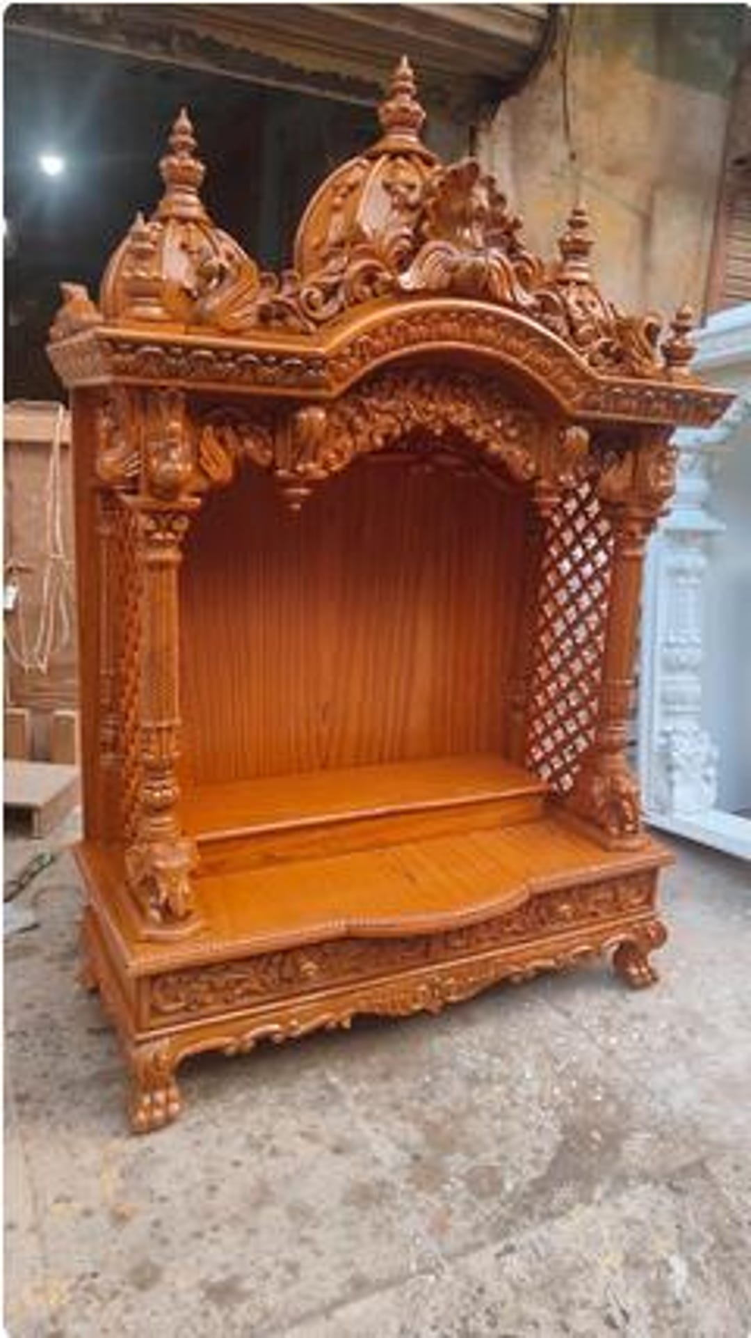 Wood Mandir Home Temple Carved Temple, Mandir, Pooja Temple, Pooja Ghar ...